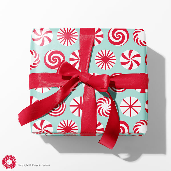 Peppermint Candy Christmas Wrapping Paper Classic Retro Holiday Sweet ...