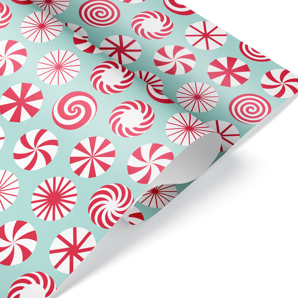 Peppermint Candy Christmas Wrapping Paper Classic Retro Holiday Sweet ...